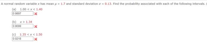 Solved A normal random variable x has mean μ=1.7 and | Chegg.com