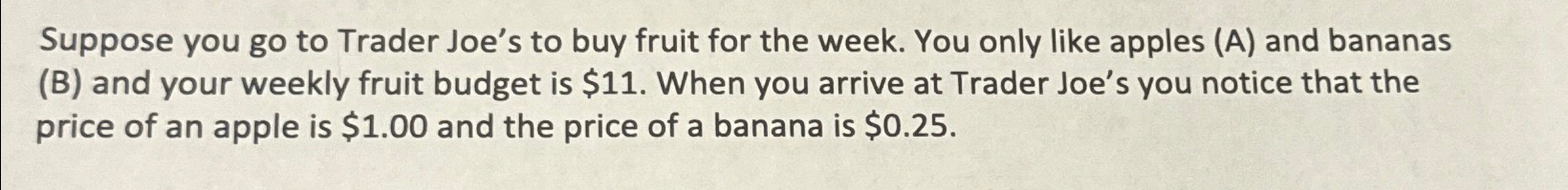 Solved Suppose you go to Trader Joe's to buy fruit for the | Chegg.com