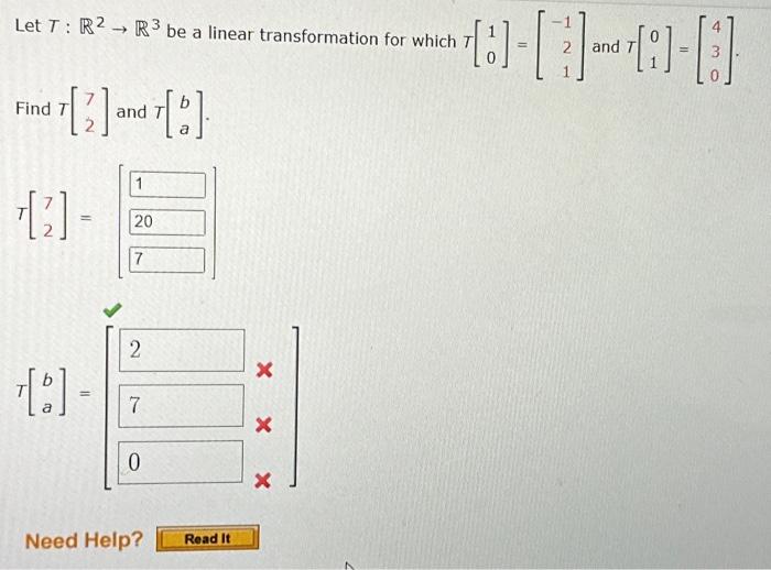 Solved Let T:R2→R3 be a linear transformation for which | Chegg.com