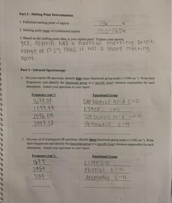 Solved Part 2 - Melting Point Determination 1. Published | Chegg.com
