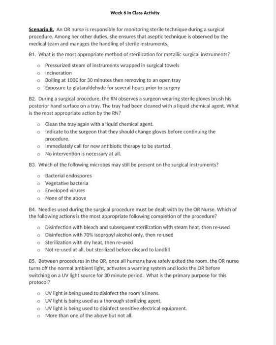 Solved Scenario B. An OR nurse is responsible for monitoring | Chegg.com Solved Scenario B. An OR nurse is responsible for monitoring | Chegg.com