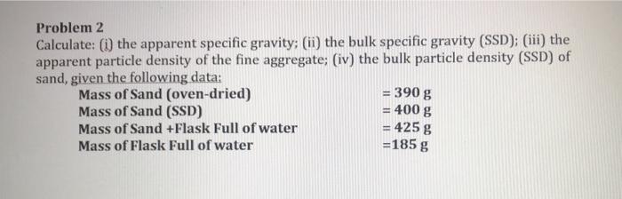 Solved Problem 2 Calculate: (i) the apparent specific | Chegg.com