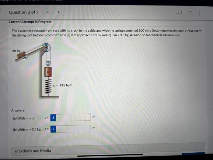Solved The system is released from rest with no slack in the | Chegg.com