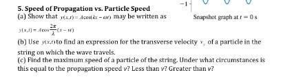 Solved 5. Speed of Propagation vs. Particle Speed (a) Show | Chegg.com