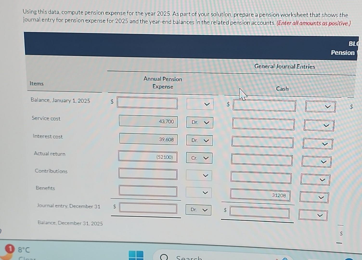 Solved The following facts apply to the pension plan of | Chegg.com