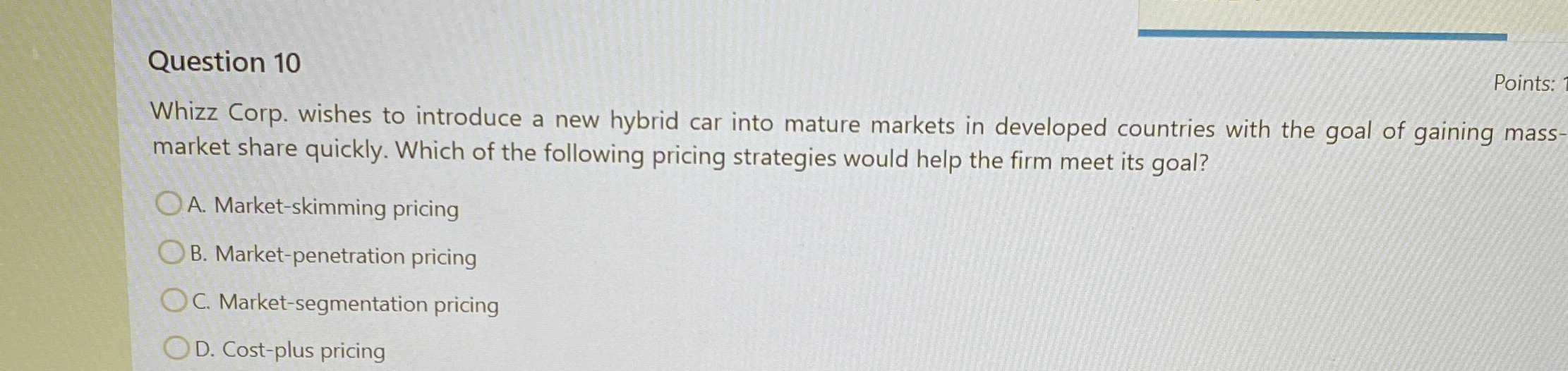 Solved Question 10Points:Whizz Corp. wishes to introduce a | Chegg.com