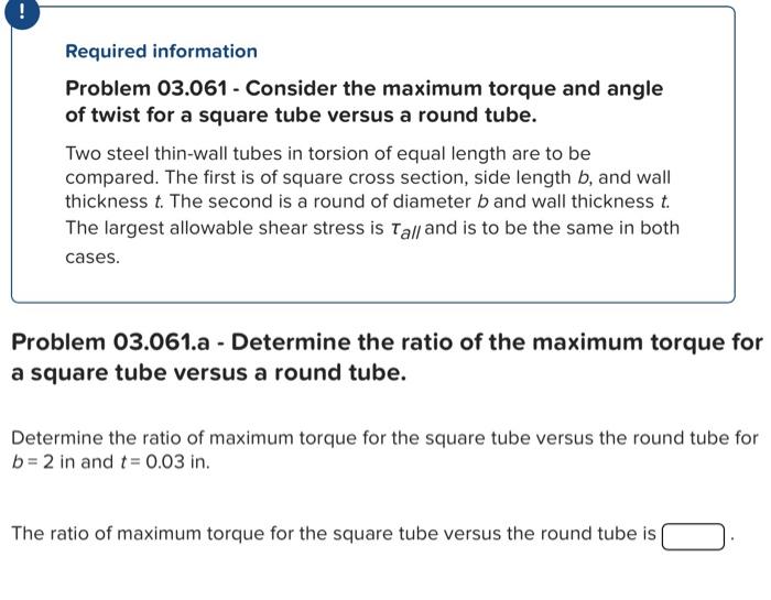 Solved Required information Problem 03.061 - Consider the | Chegg.com