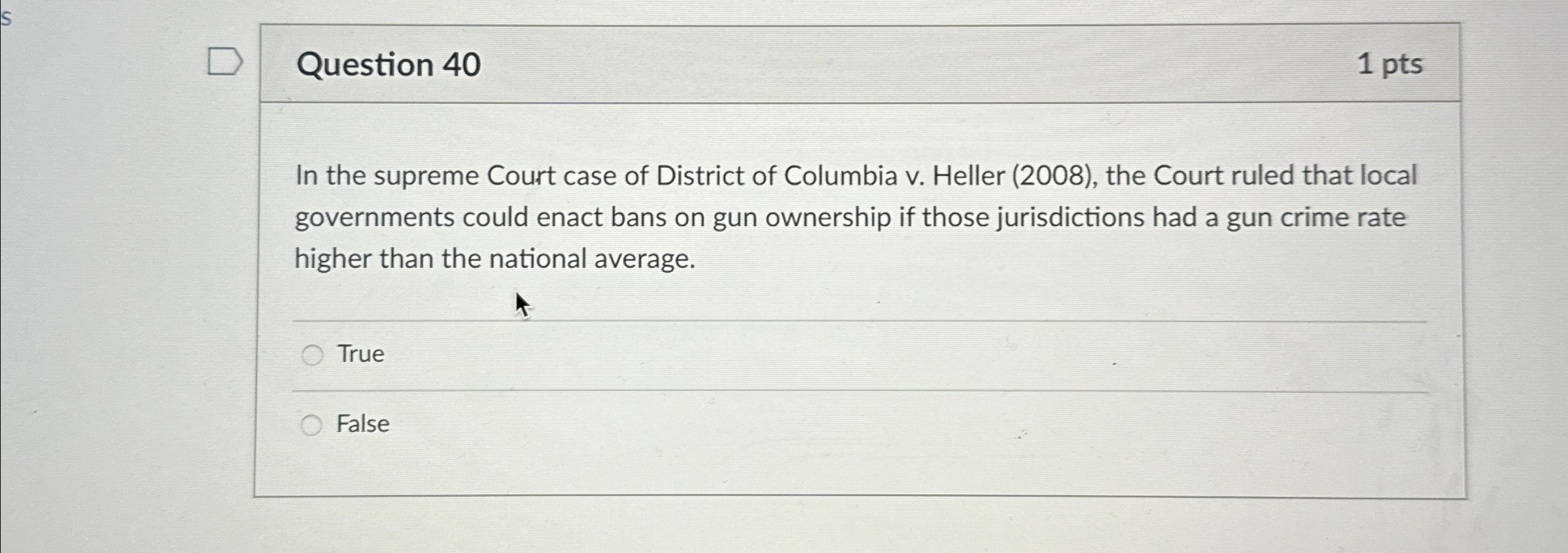 Solved Question 401 ﻿ptsIn the supreme Court case of | Chegg.com