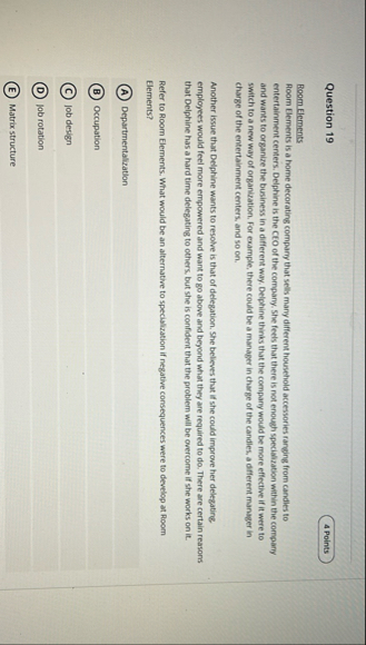 Solved Question 194 ﻿PointsRoom ElementsRoom Elements is a | Chegg.com