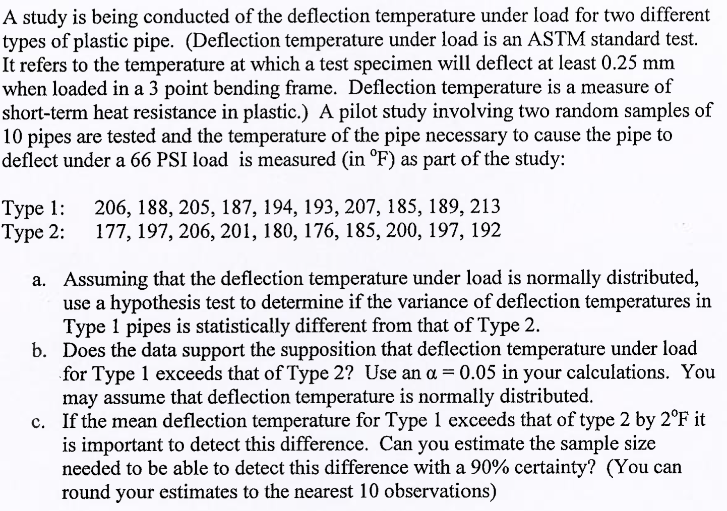 Solved A study is being conducted of the deflection | Chegg.com
