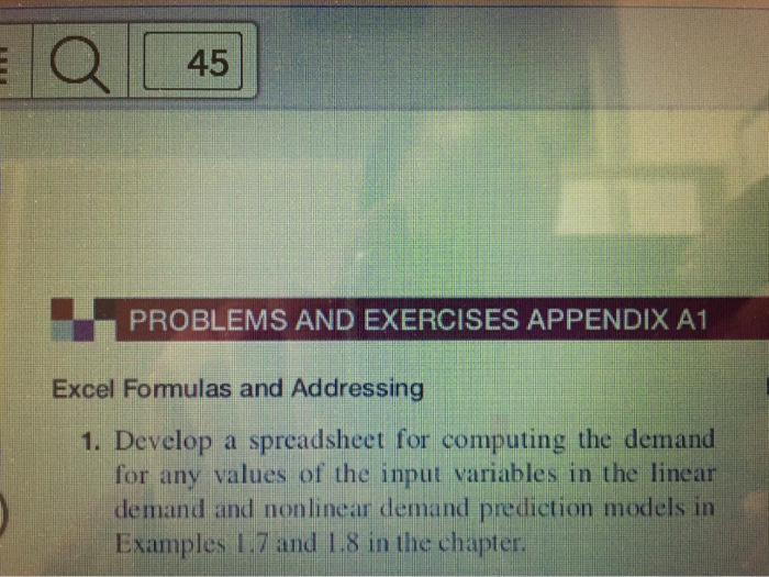 45 Problems And Exercises Appendix A1 Excel Formulas