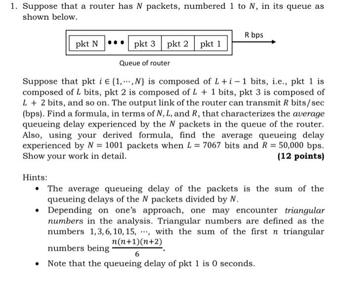 Solved Suppose that a router has N packets, numbered 1 to N, | Chegg.com