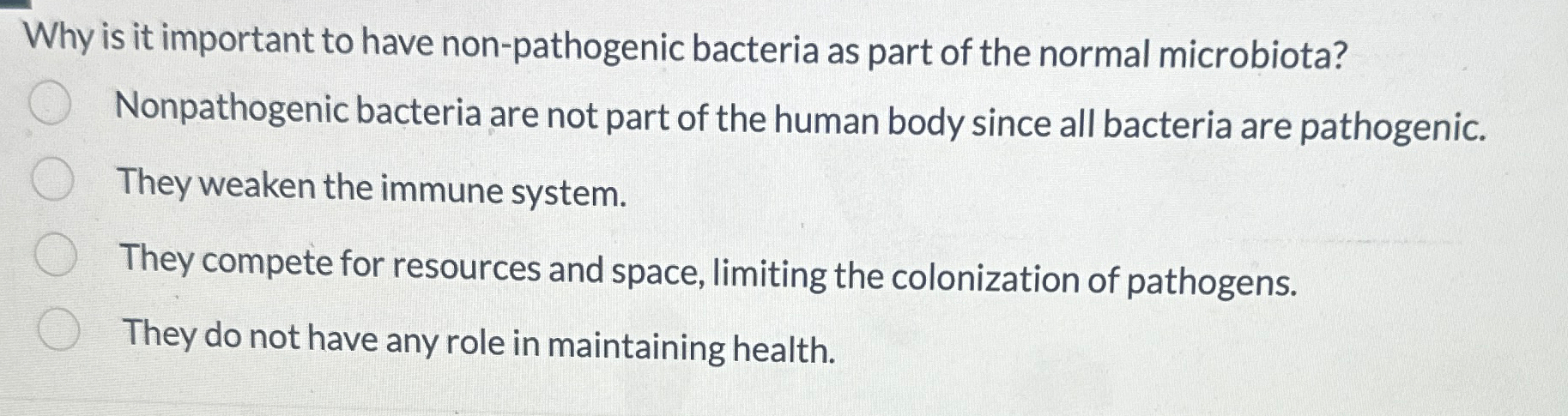 Solved Why is it important to have non-pathogenic bacteria | Chegg.com