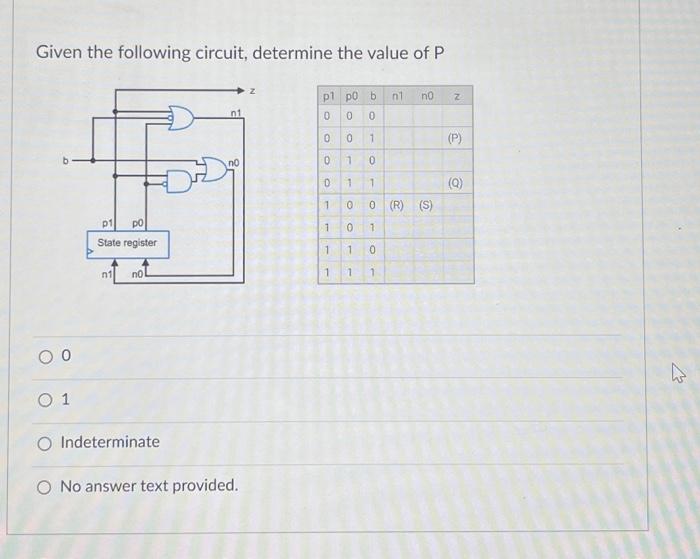 Solved Given the following circuit, determine the value of P | Chegg.com