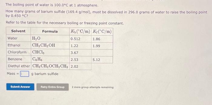 Solved Boiling Point Elevation/Freezing Point Depression | Chegg.com