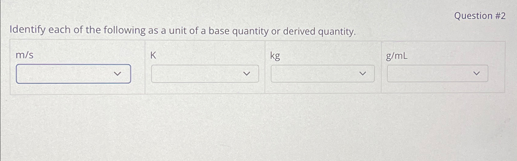 Solved Question #2Identify each of the following as a unit | Chegg.com