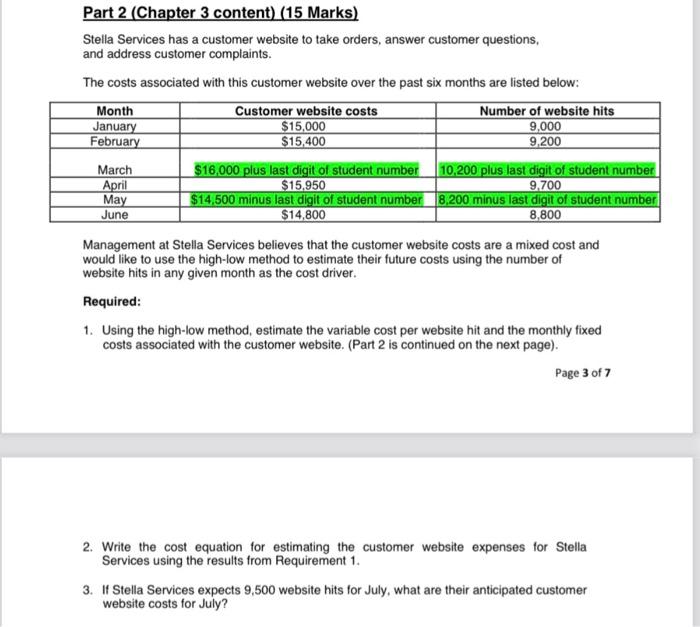 Solved Part 2 (Chapter 3 content) (15 Marks) Stella Services | Chegg.com