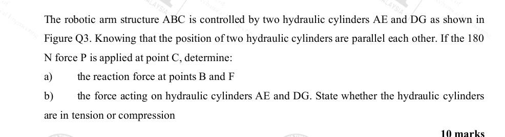 Solved The robotic arm structure ABC is controlled by two | Chegg.com