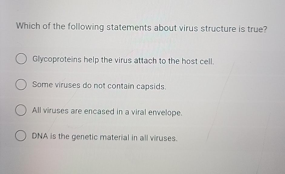 Solved Which of the following statements about virus | Chegg.com