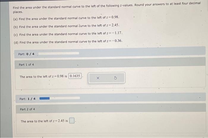 Solved Find the area under the standard normal curve to the | Chegg.com