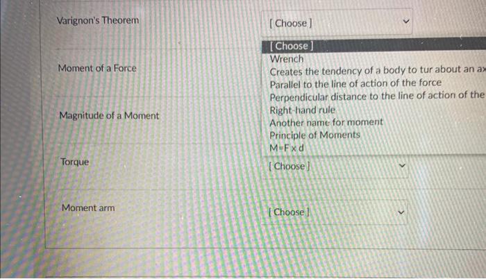 Solved Varignon's Theorem [Choose] Wrench Moment of a Force | Chegg.com