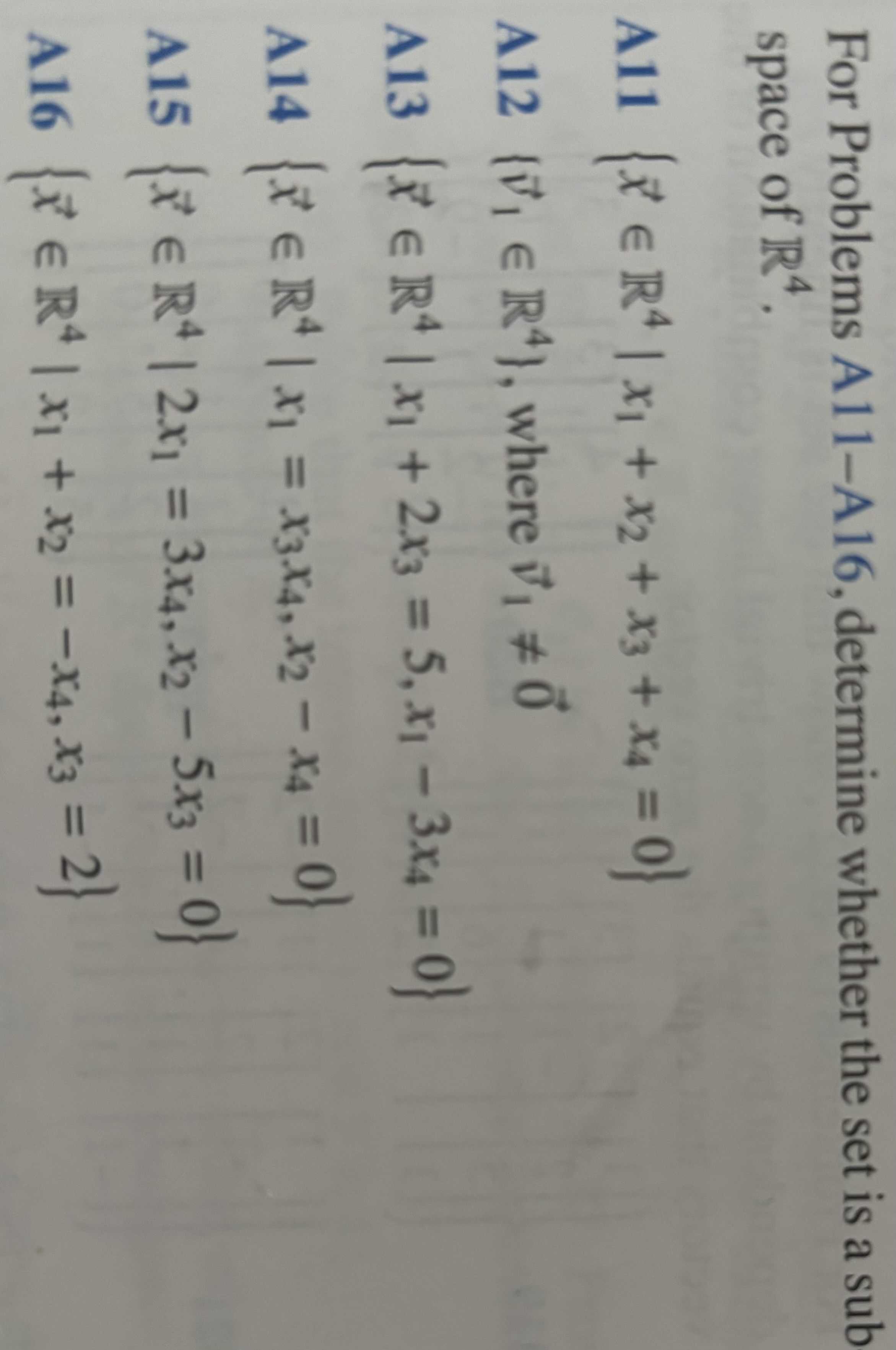 Solved For Problems A11-A16, ﻿determine whether the set is a | Chegg.com