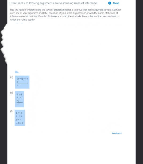 Solved Exercise 3.2.2: Proving arguments are valid using | Chegg.com