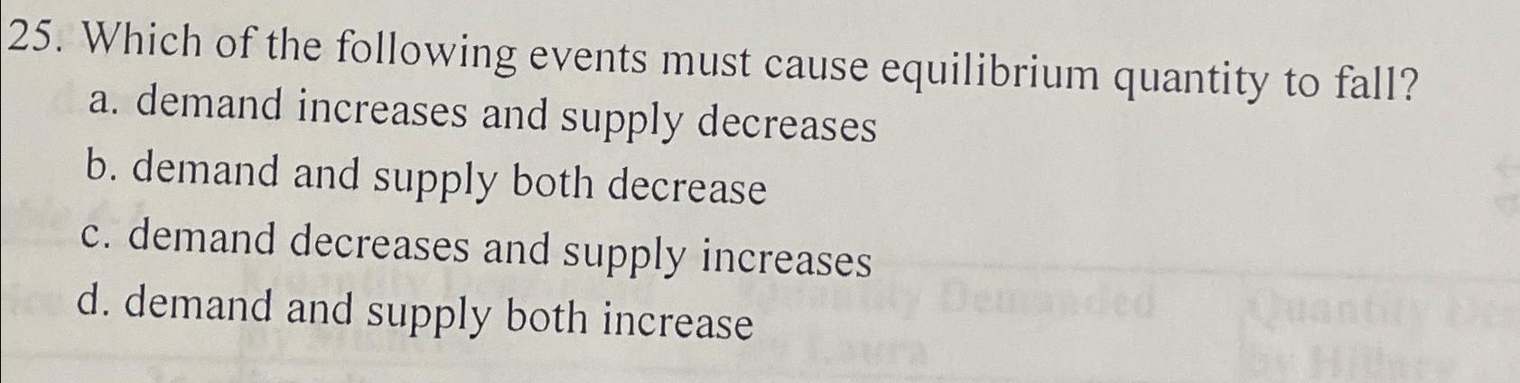 Solved Which of the following events must cause equilibrium | Chegg.com