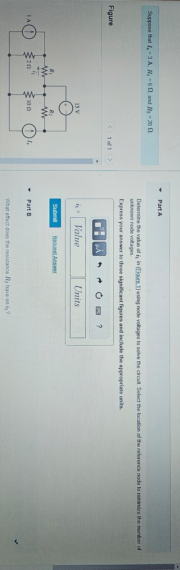 Solved Suppose that Is=3A,R1=6Ωa ﻿and R2=20Ω.Figure 1 ﻿of | Chegg.com