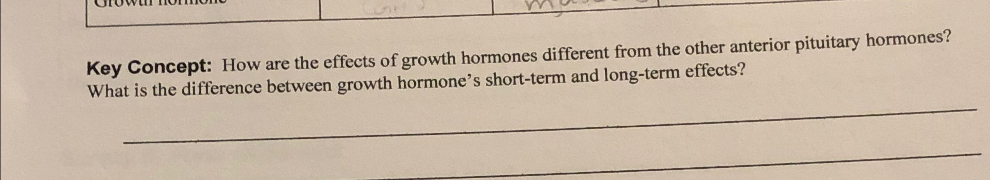 Solved Key Concept: How are the effects of growth hormones | Chegg.com