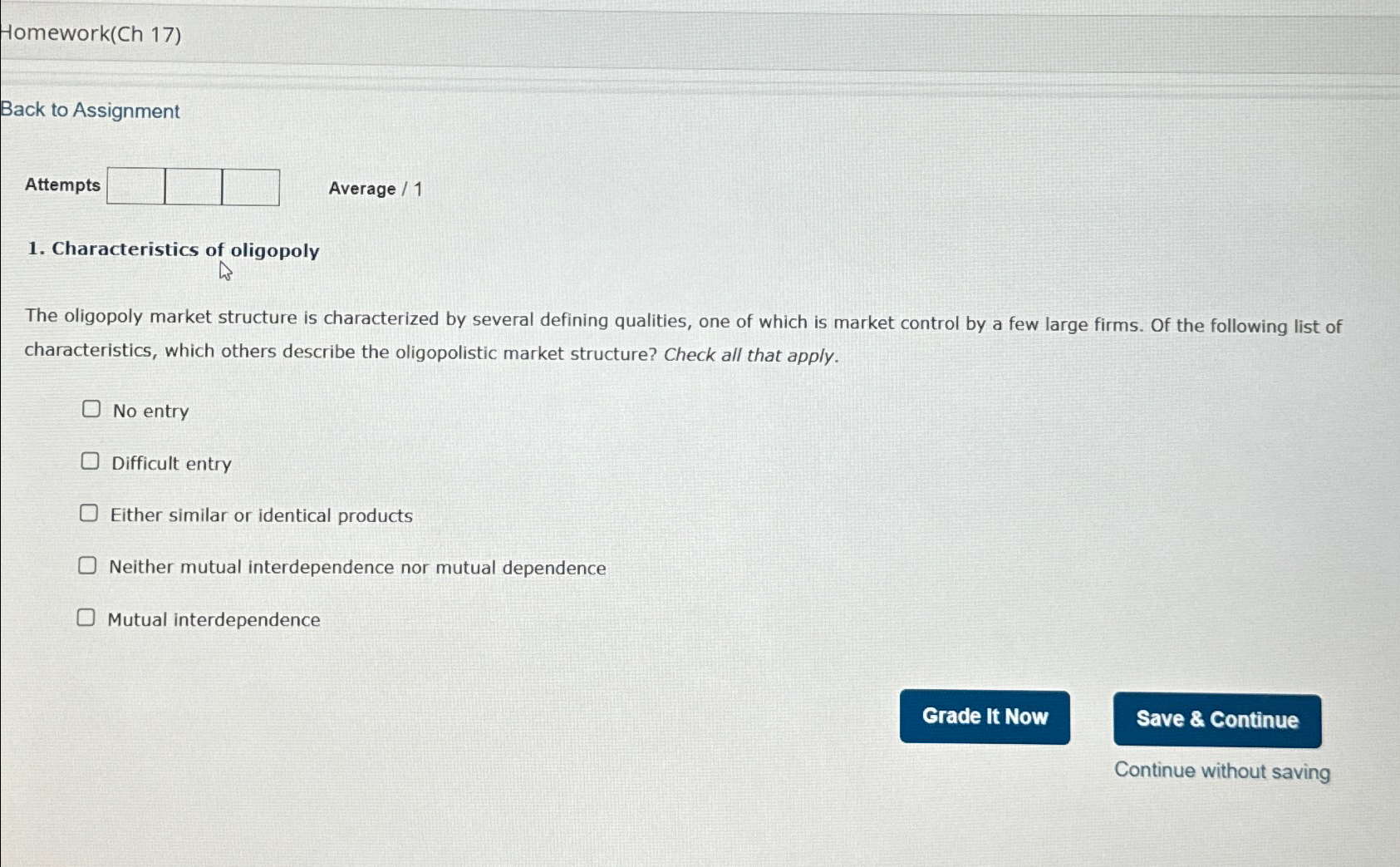 Solved Homework(Ch 17)Back to AssignmentAttemptsAverage | Chegg.com