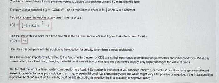 Solved The gravitational constant is g=9.8 m/s2. The air | Chegg.com