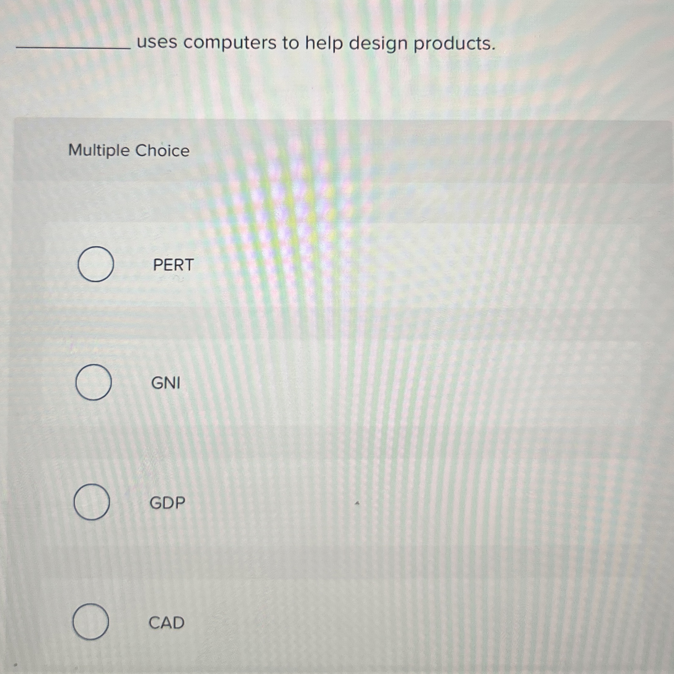 Solved uses computers to help design products.Multiple | Chegg.com