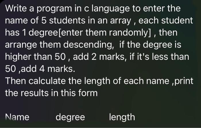 Solved Write a program in c language to enter the name of 5 | Chegg.com