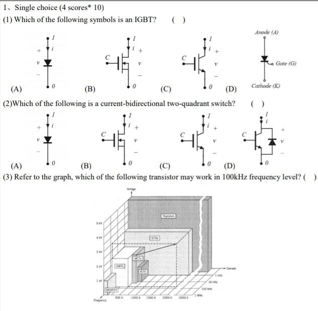 Solved (1) Which of the following symbols is an IGBT? ( ) | Chegg.com