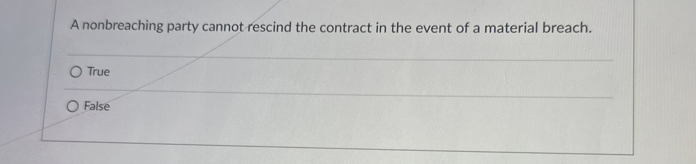Solved A nonbreaching party cannot rescind the contract in | Chegg.com