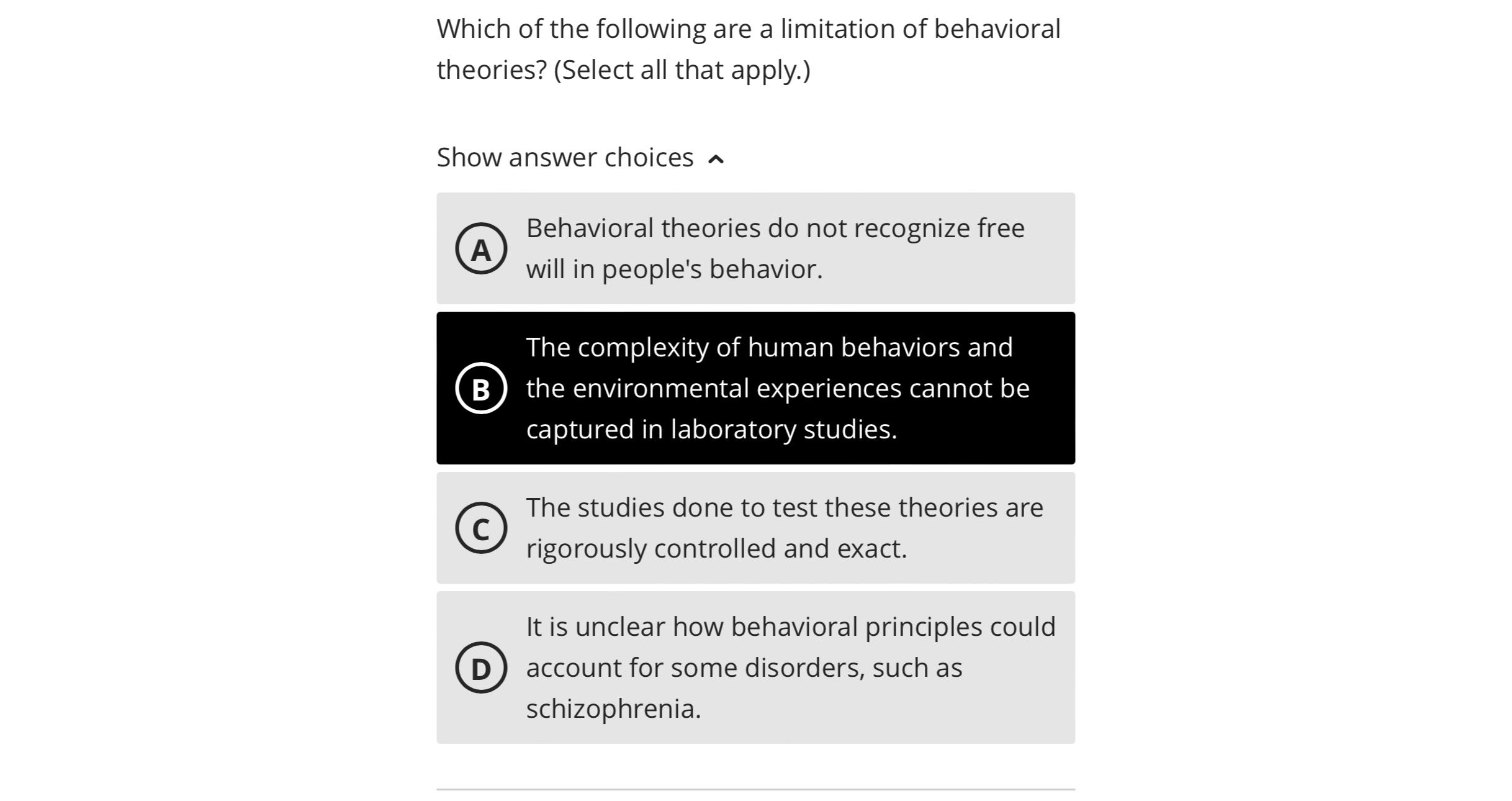 Solved Which of the following are a limitation of behavioral | Chegg.com