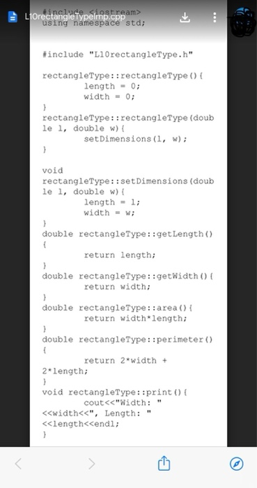 Solved Description Update the rectangleType example from | Chegg.com