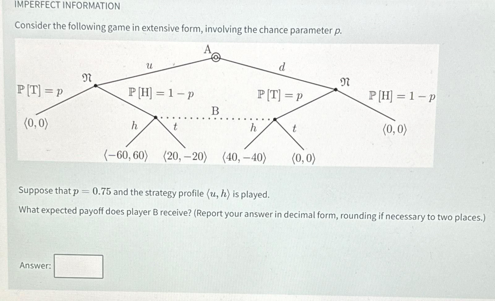 Solved IMPERFECT INFORMATIONConsider the following game in | Chegg.com