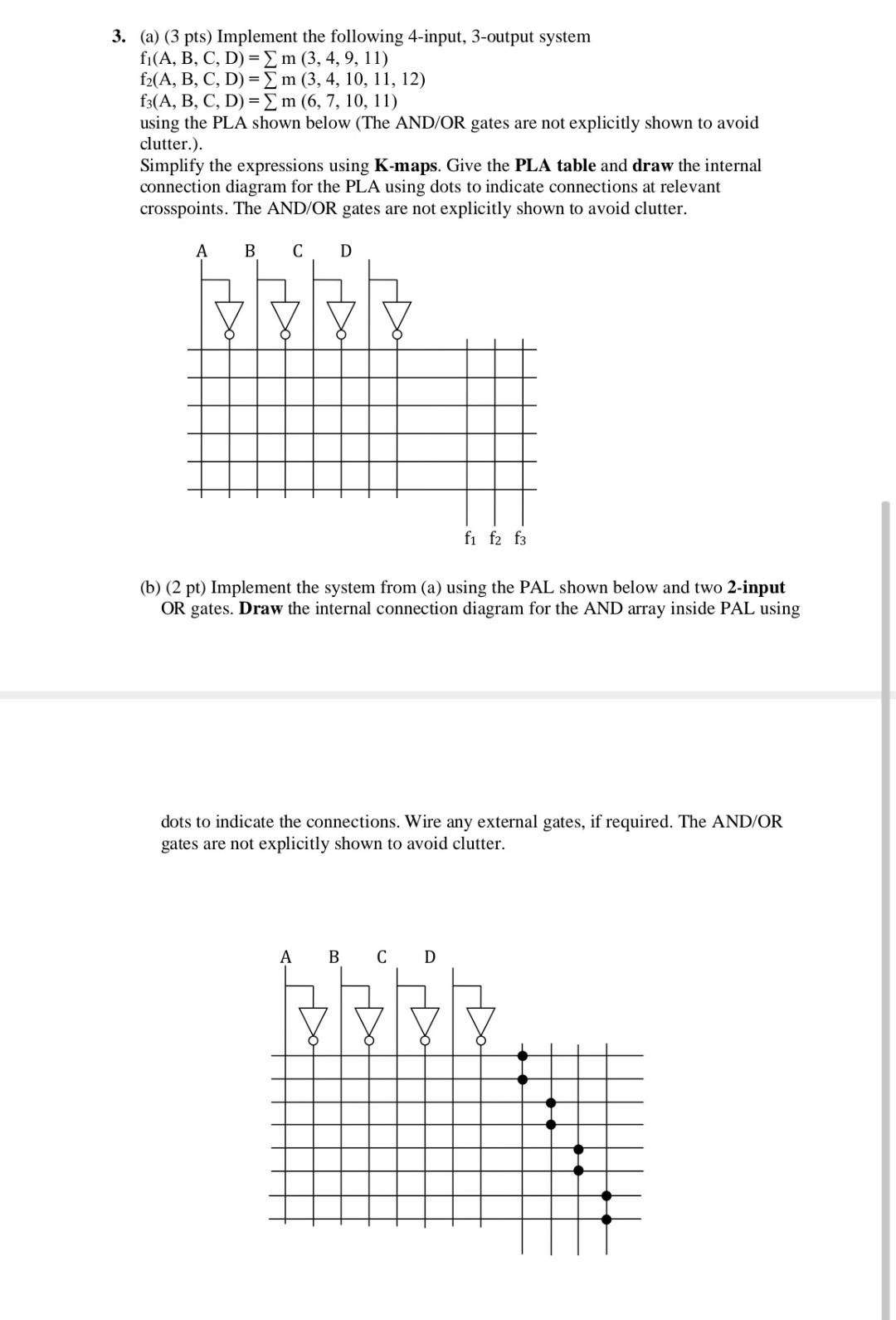 Solved 3. (a) (3 pts) Implement the following 4-input, | Chegg.com