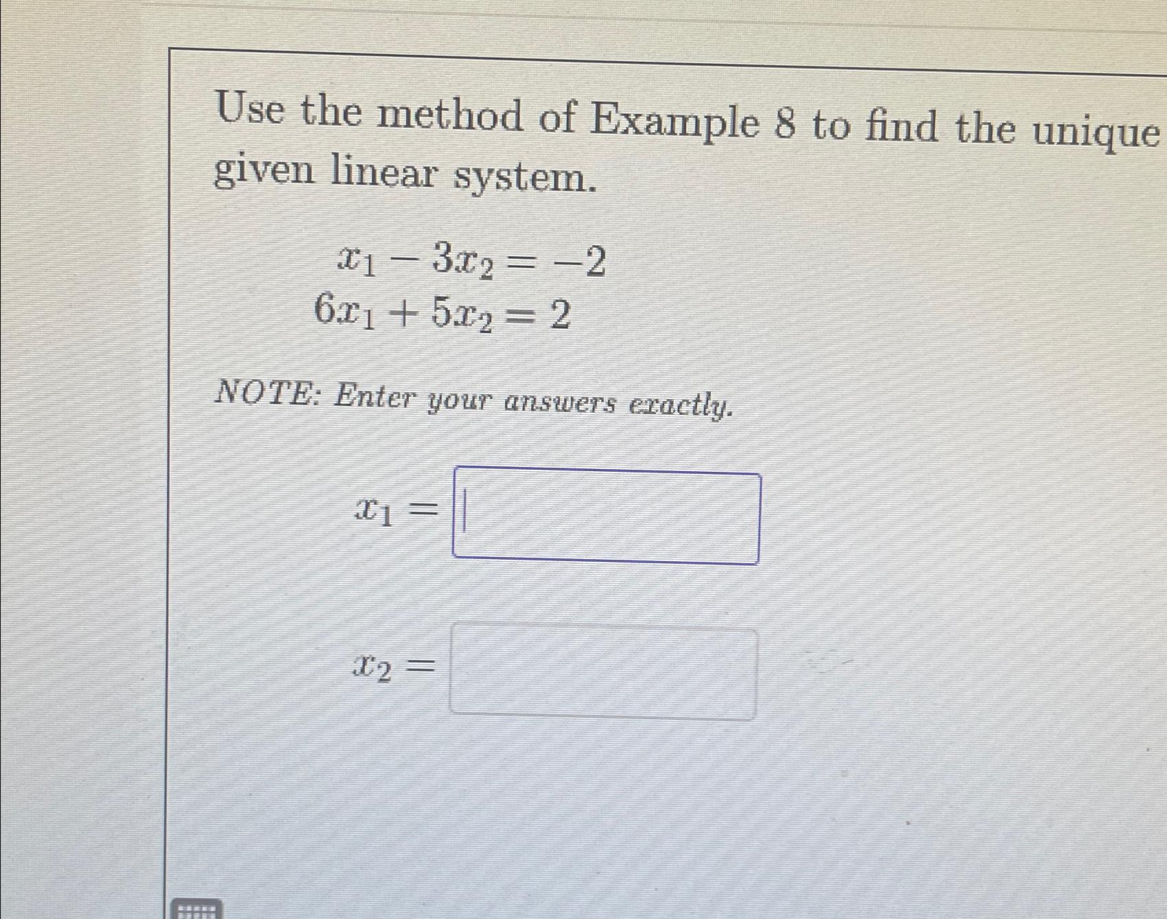 Solved Use the method of Example 8 ﻿to find the unique given | Chegg.com