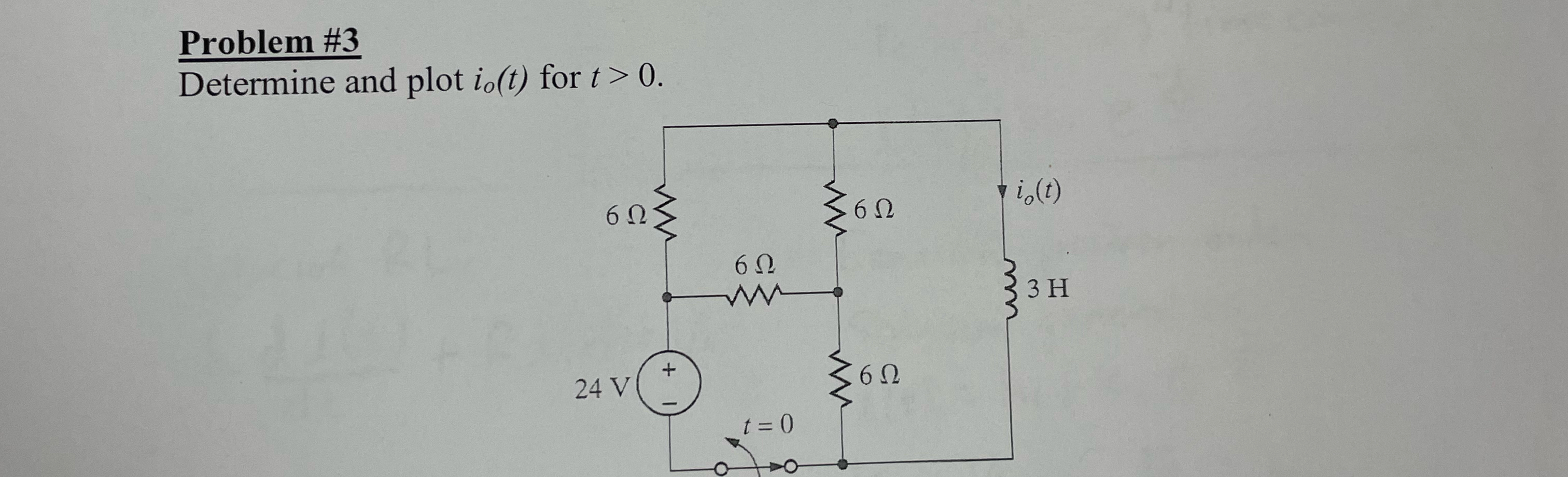 Solved Problem #3Determine and plot io(t) ﻿for t>0. | Chegg.com