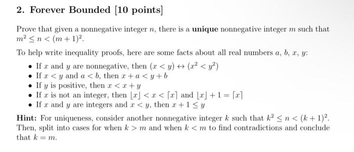 Solved Prove That Given A Nonnegative Integer N There Is A