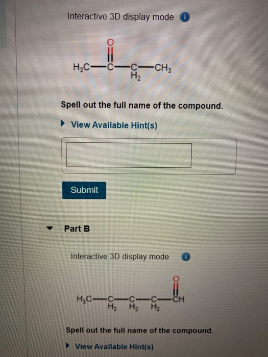 Solved Interactive 3D display mode 0 H.C—C—C-CH3 Hz. Spell | Chegg.com