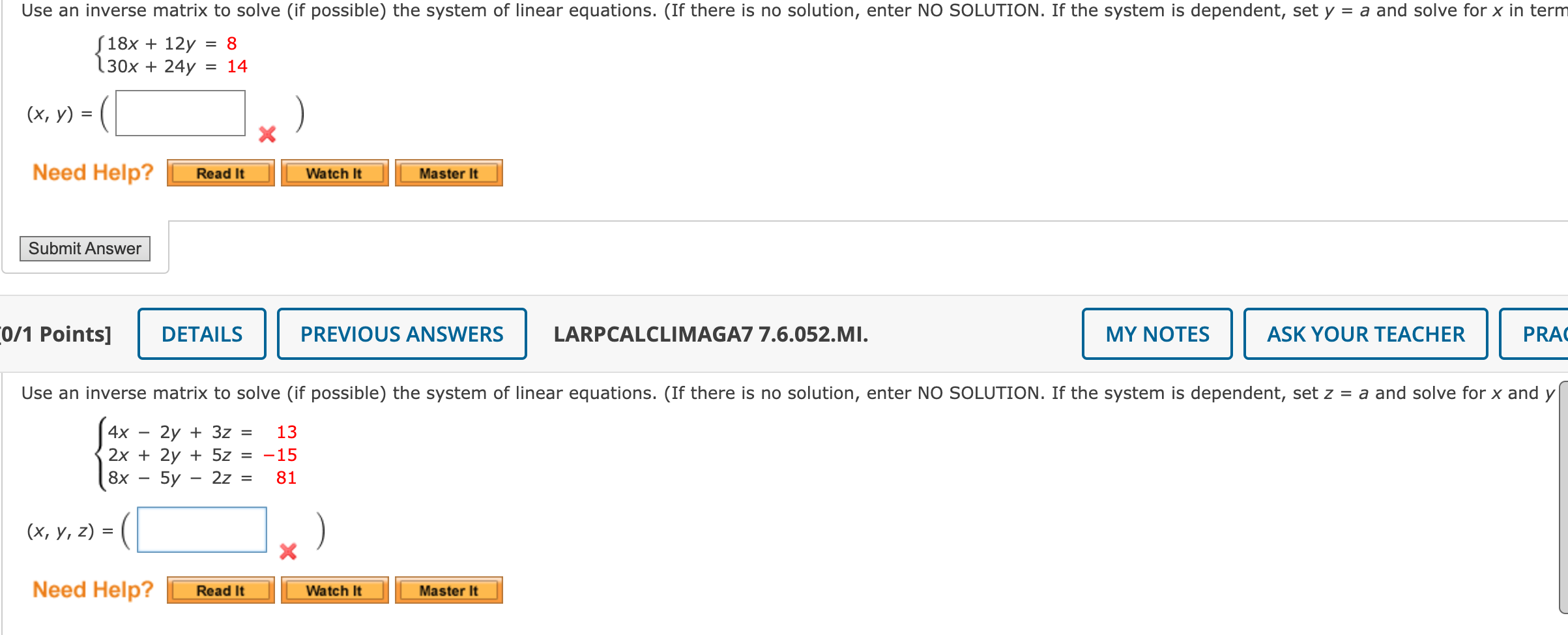 Solved Use the matrix capabilities of a graphing utility to | Chegg.com