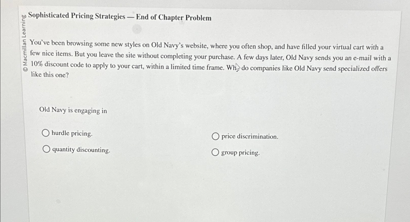 Solved 6o Sophisticated Pricing Strategies - ﻿End of Chapter | Chegg.com