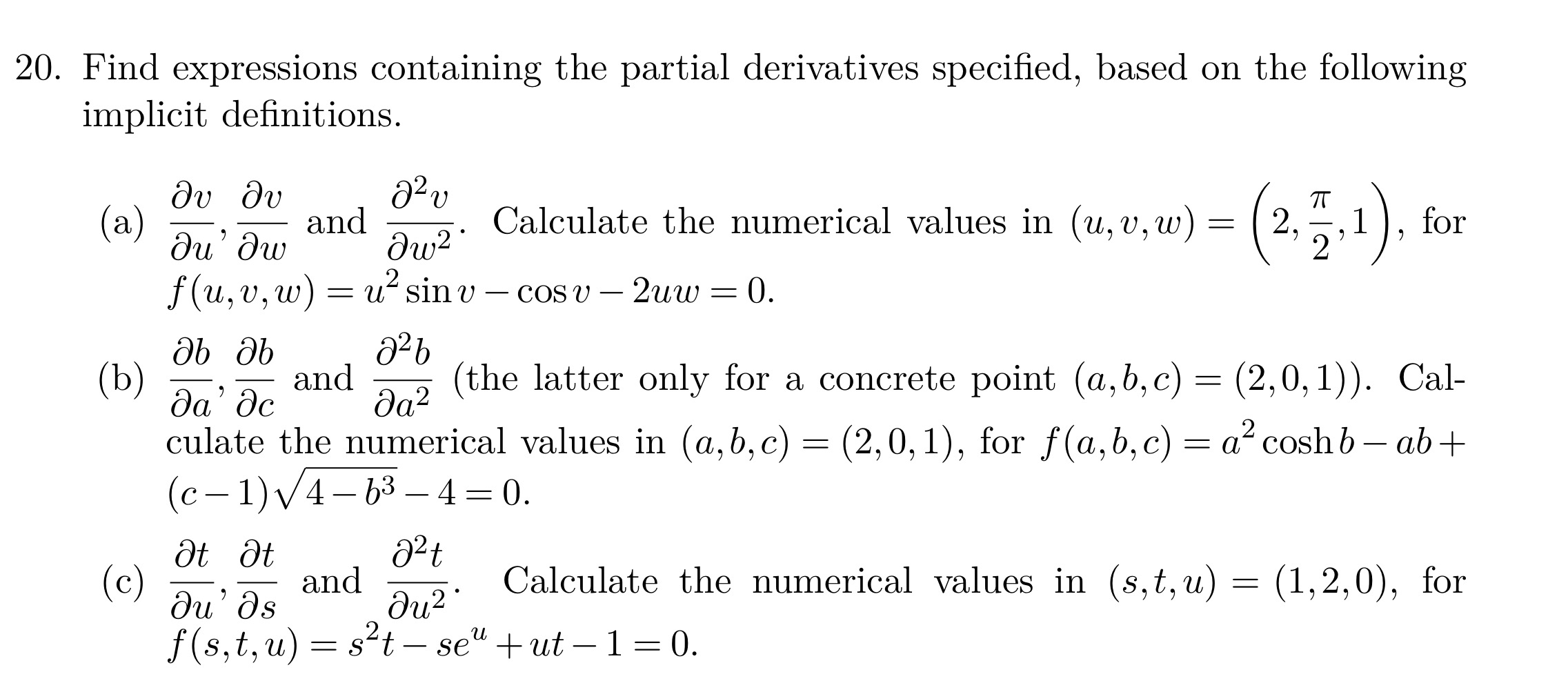 Solved Find expressions containing the partial derivatives | Chegg.com