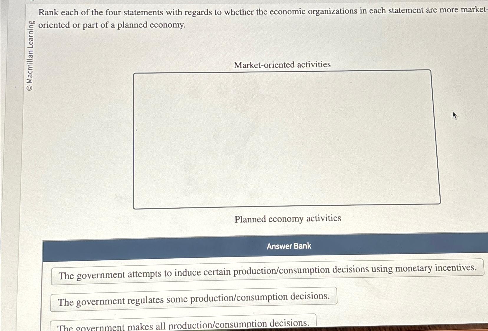 Solved Rank each of the four statements with regards to | Chegg.com