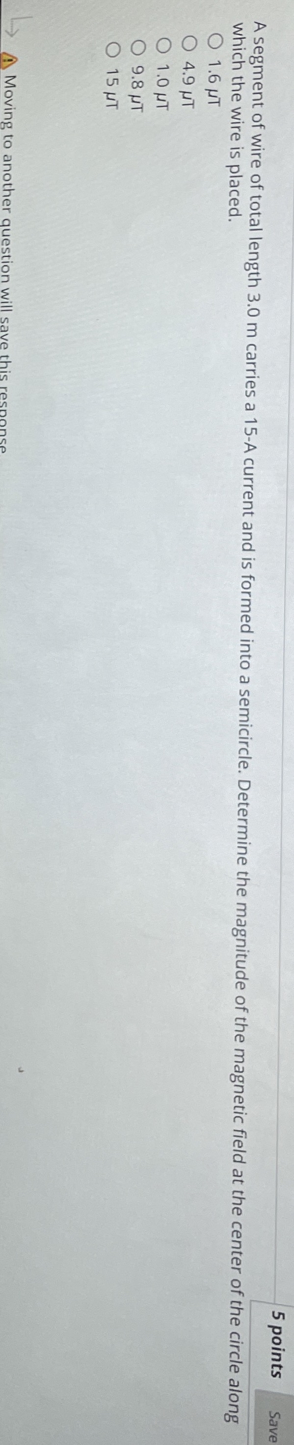 Solved 5 ﻿pointsA segment of wire of total length 3.0 ﻿m | Chegg.com