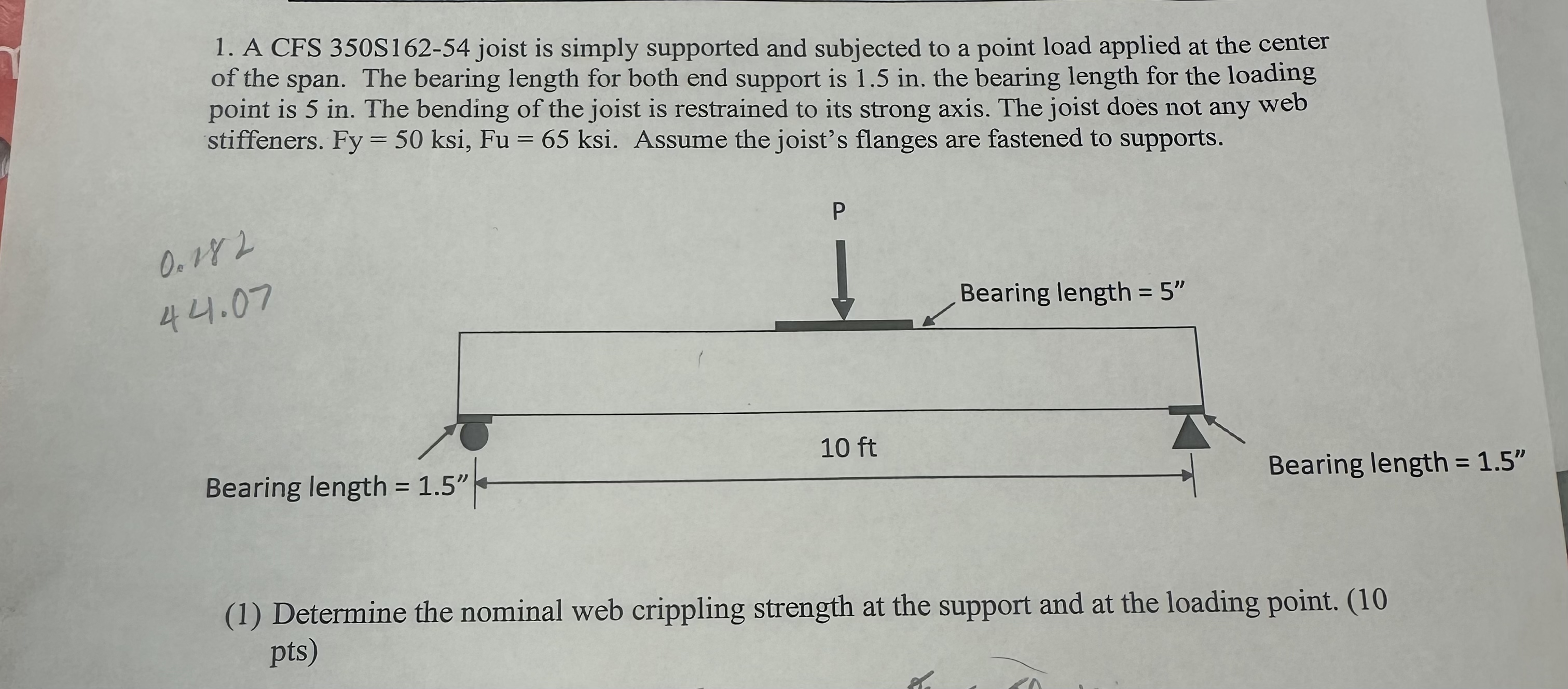 Solved A CFS 350S162-54 ﻿joist is simply supported and | Chegg.com